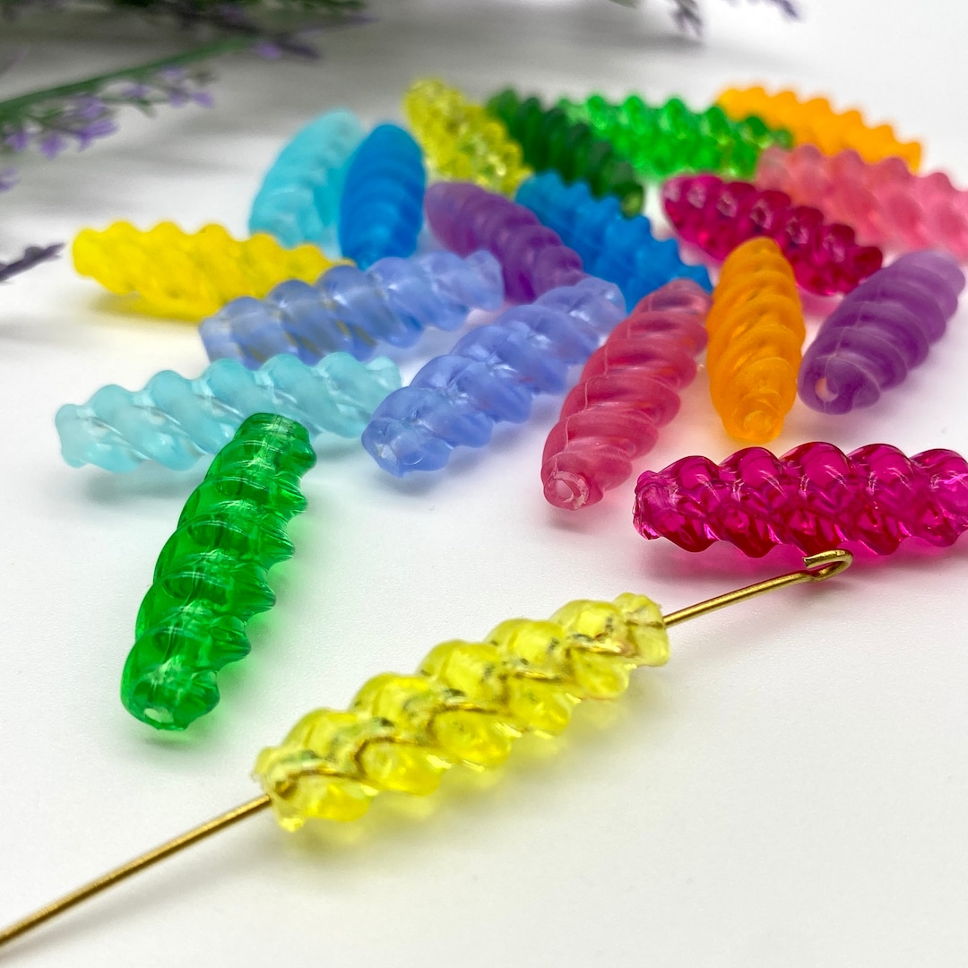 Vintage Spiral Pasta Beads ( 20 Pcs ) , German Acrylic Beads , 25mm ...