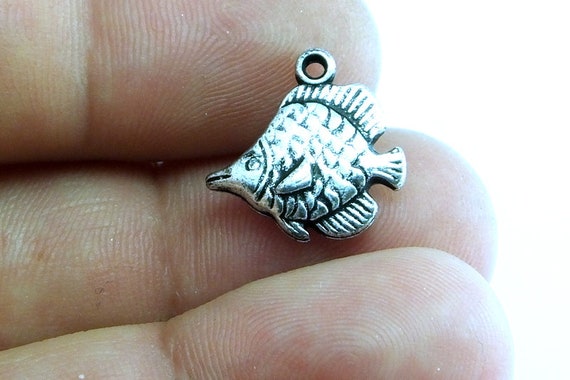 Fish Pendant Silver Toned Acrylic Charms 15mm Metalized - Etsy