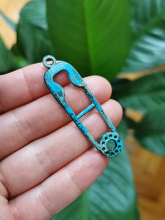 Safety Pin Pendant Patina Metal Charms handmade Findings 57mm Nickel Free Jewelry Making Charms Etsy Canada