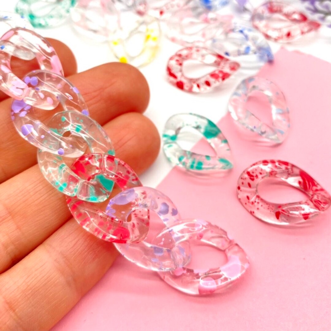 Plastic Chain Links - 23mm Clear Colorful Plastic or Acrylic Chain ...