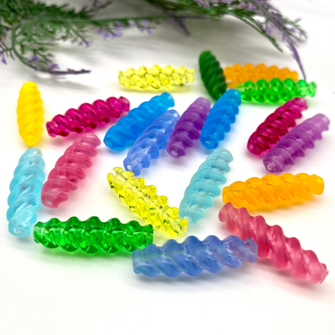 High Quality Spiral Pasta Beads ( 50 Pcs ) , German Acrylic Beads ...