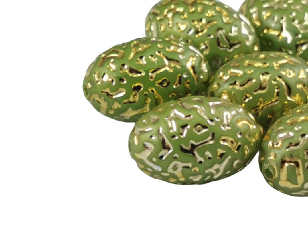 Vintage German Beads (10pcs) , Ornamented Metallized Beads , Findings ...