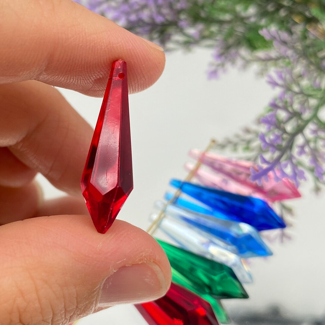 Perspex Teardrop Clear Beads ( 20 Pcs ) , 26mm Vintage Lucite German ...