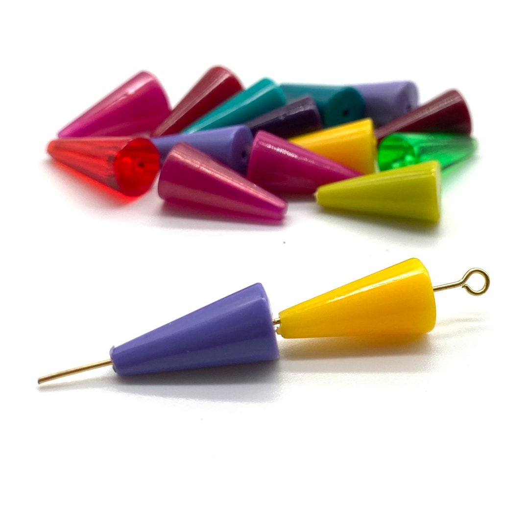 Vintage Cone Beads (20 Pcs) , High Quality German Lucite Beads , Pastel ...