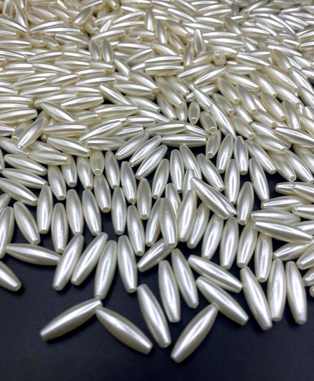 Pearl Rice Beads 6x20mm | Long Oval Tube Beads for Jewelry, Accessories ...