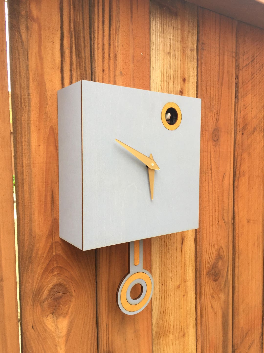 Cuckoo Clock Wall Mount With Cuckoo Bird Washed Grey With - Etsy