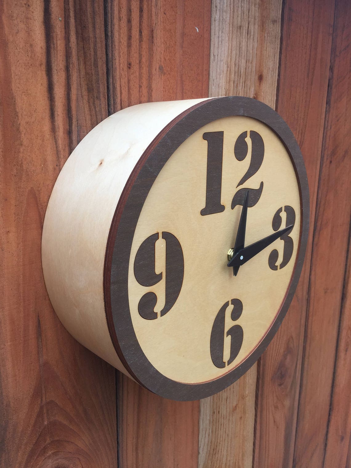 Round Modern Wooden Wall Clock Round Box Clock Christmas | Etsy