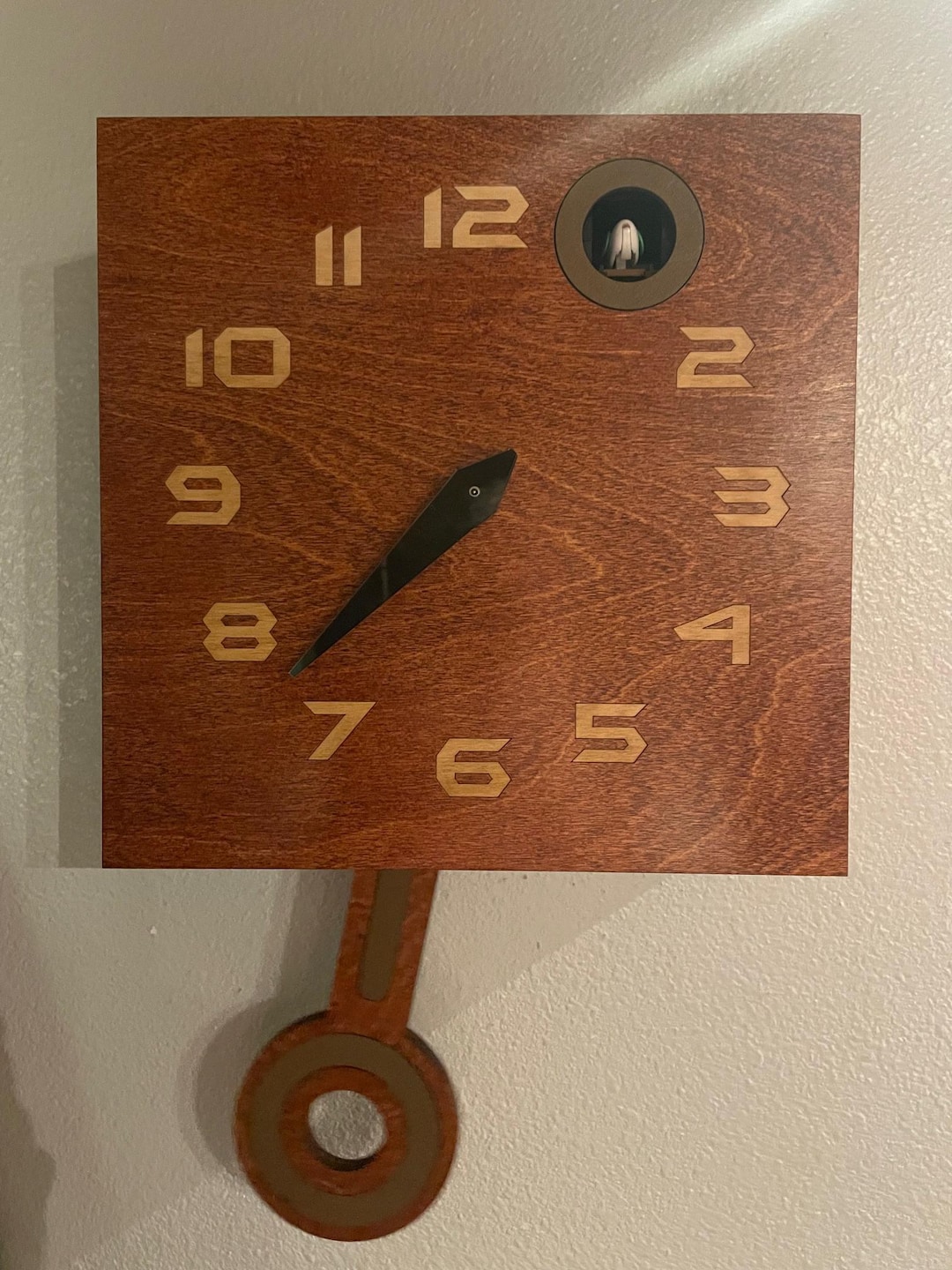 Cuckoo Clock, Wall Mount With Cuckoo Bird, Cherry With Walnut Accents ...