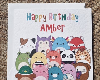 Squishmallow Birthday Card - Handmade - Etsy