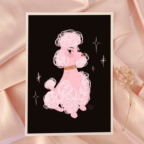 1950s Vintage Pink Poodle Digital Print Recreation of 1950s | Etsy