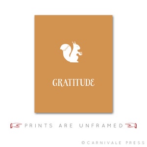 Woodland Baby Squirrel Art Print With the Word Gratitude for - Etsy