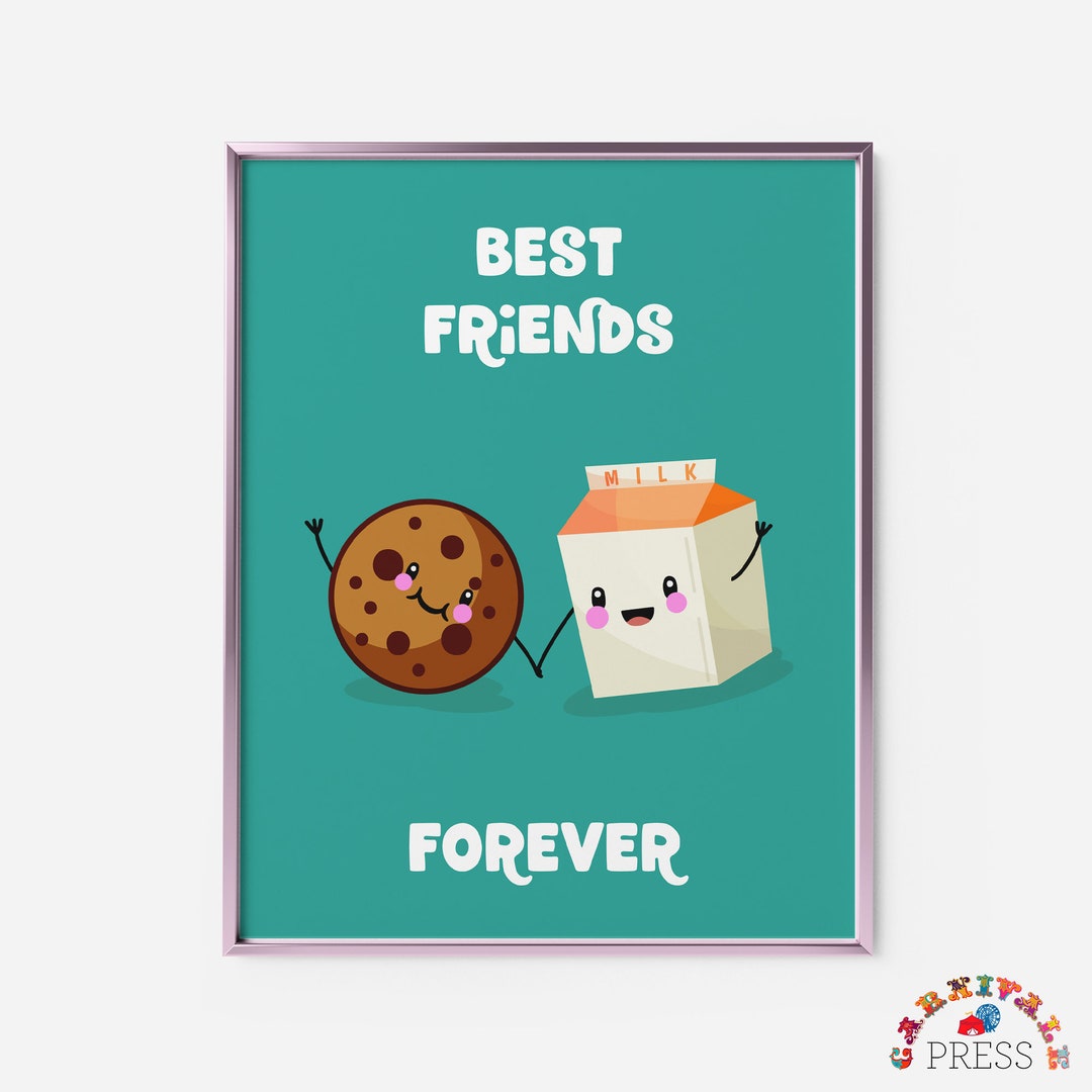 Funny Milk and Cookies Best Friends Forever Kawaii Food Art - Etsy UK