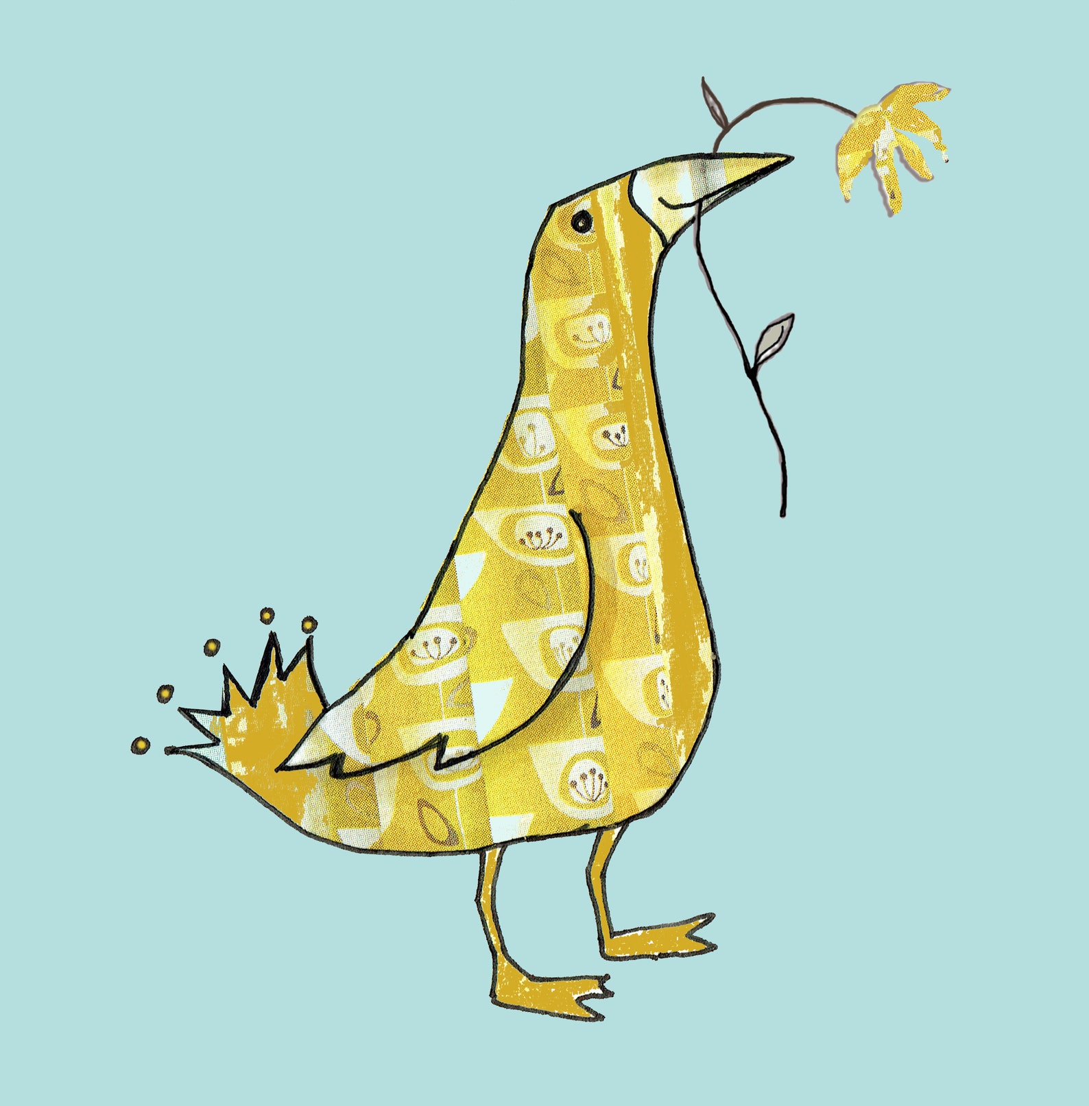 LOVELY SUNSHINE BIRD A Gorgeous Yellow Retro Patterned Bird | Etsy UK