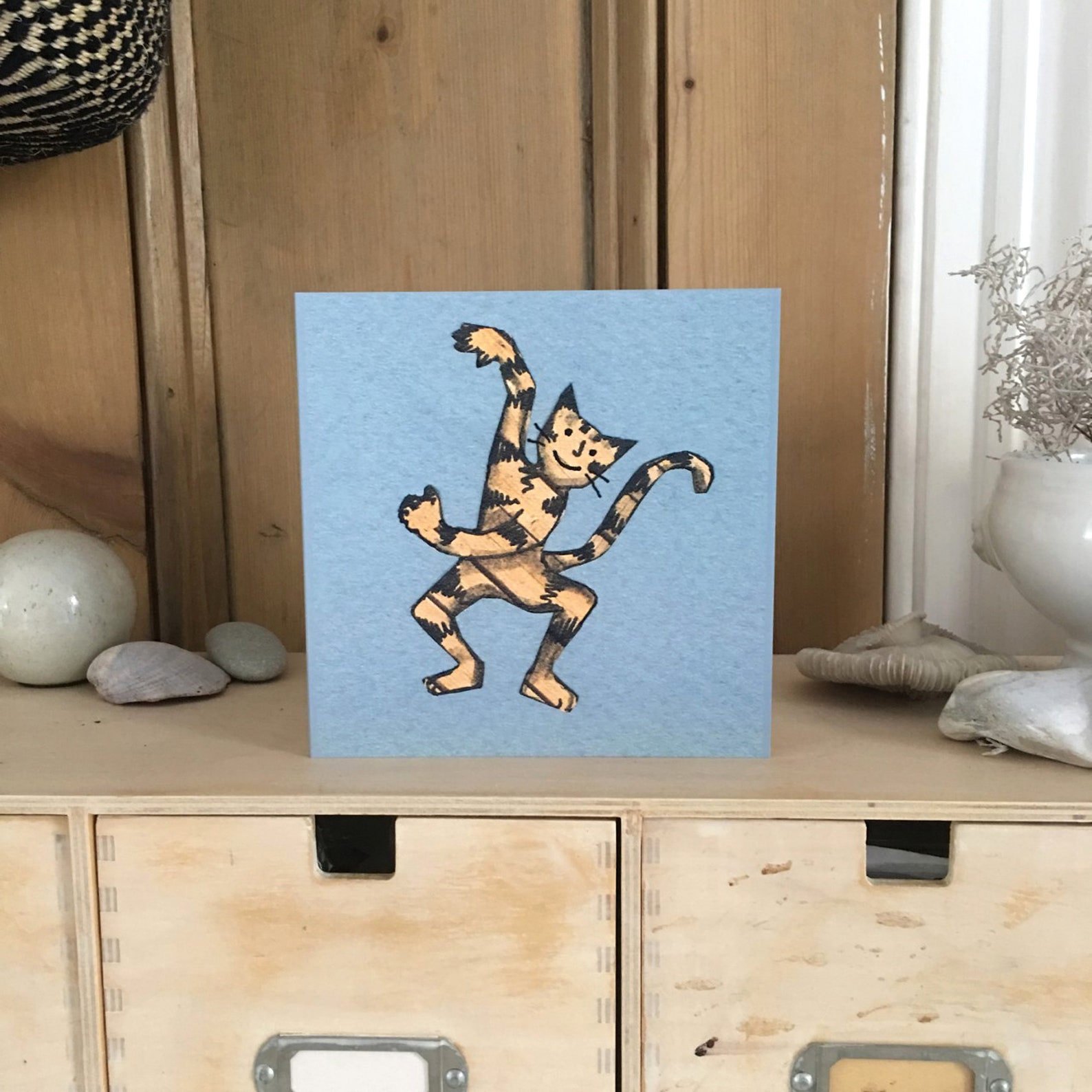 BOOGIE CAT . A Chearfully Exuberant Stripy Cat .fun Printed - Etsy