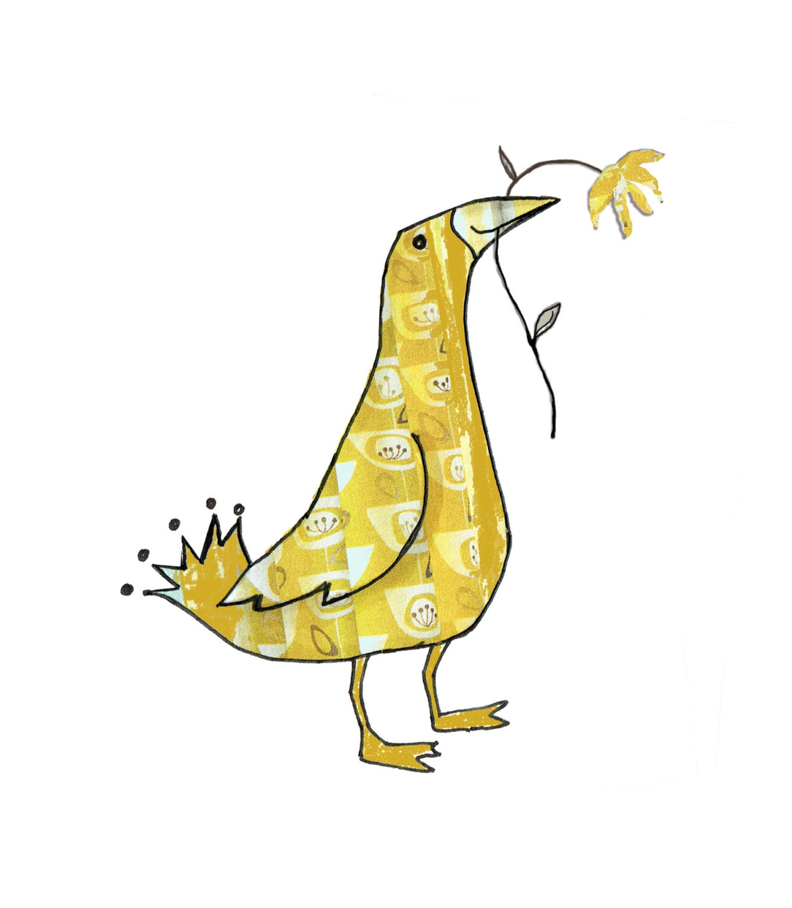 LOVELY SUNSHINE BIRD A Gorgeous Yellow Retro Patterned Bird - Etsy