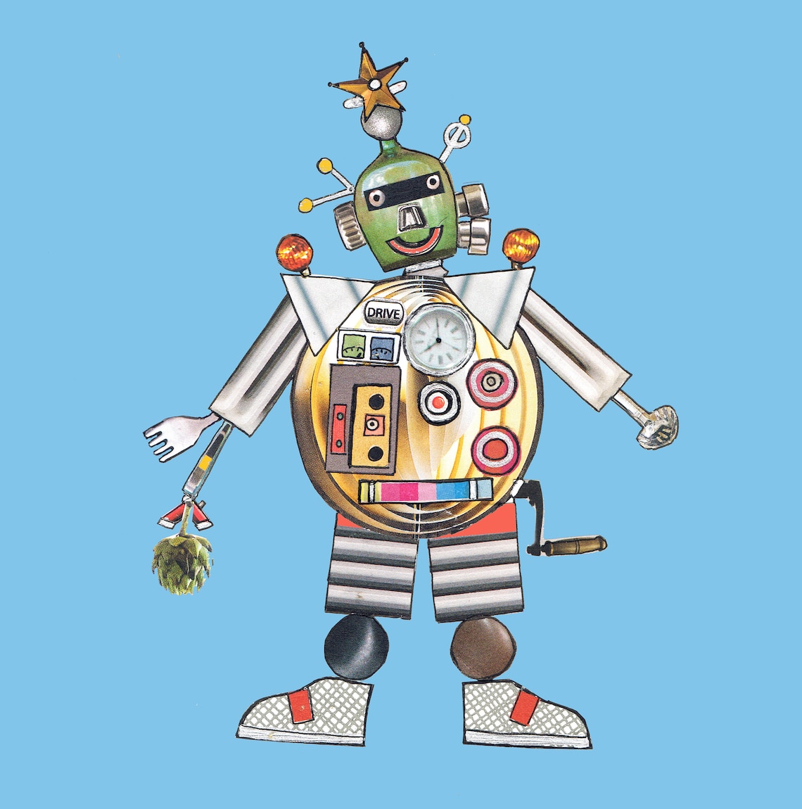 Veggie Bot Blue. an Amiable Robot With a Retro Feel on a Bright Blue ...