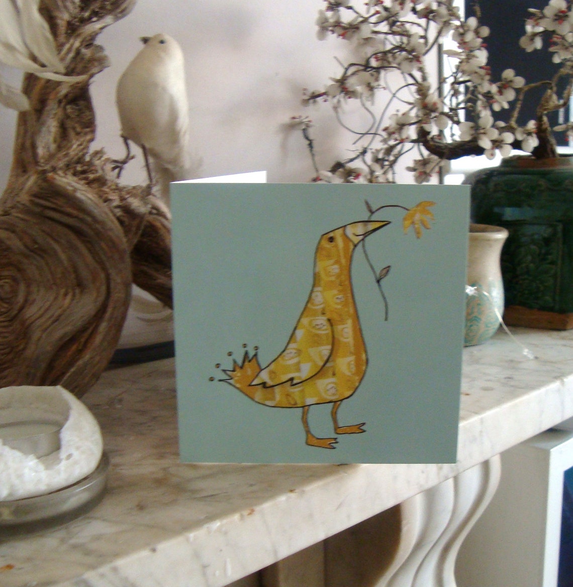 LOVELY SUNSHINE BIRD A Gorgeous Yellow Retro Patterned Bird | Etsy UK