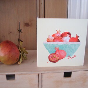 POMEGRANATES .A Delightfully Simple Card, Showing a Turquoise Bowl of ...