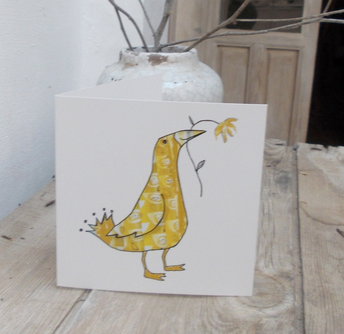 LOVELY SUNSHINE BIRD A Gorgeous Yellow Retro Patterned Bird | Etsy UK