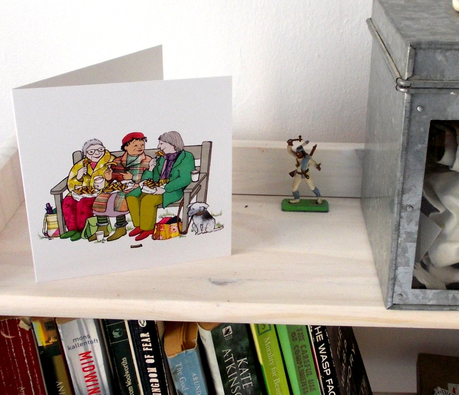 GIGGLE AND CHIPS A Friendly Funny Card .three Friends Having a Laugh ...