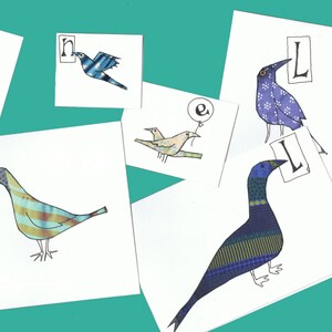 LETTER Birds.handmade Cards Each Bird is Holding a Letter of the ...