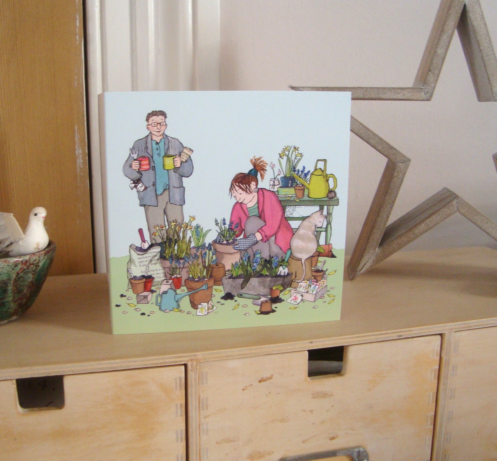 POTTING UP a Couple Happily Pottering in the Garden.printed - Etsy