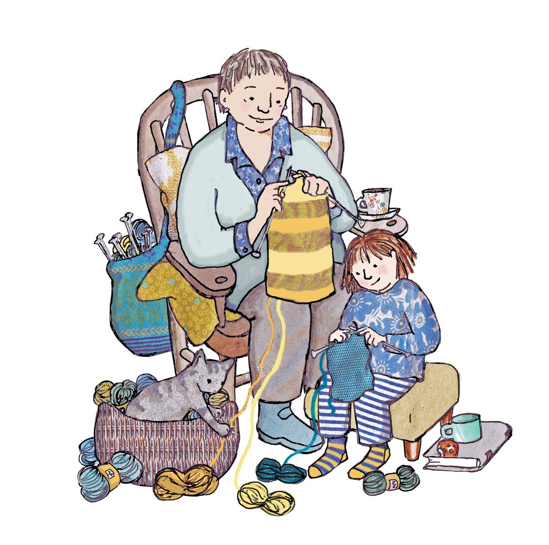 KNIT ONE Pearl One :gentle Card Showing a Small Girl and Her ...