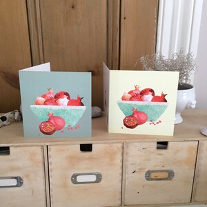 POMEGRANATES .A Delightfully Simple Card, Showing a Turquoise Bowl of ...