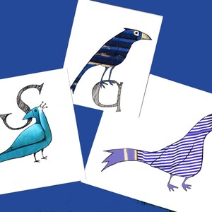 LETTER Birds.handmade Cards Each Bird is Holding a Letter of the ...