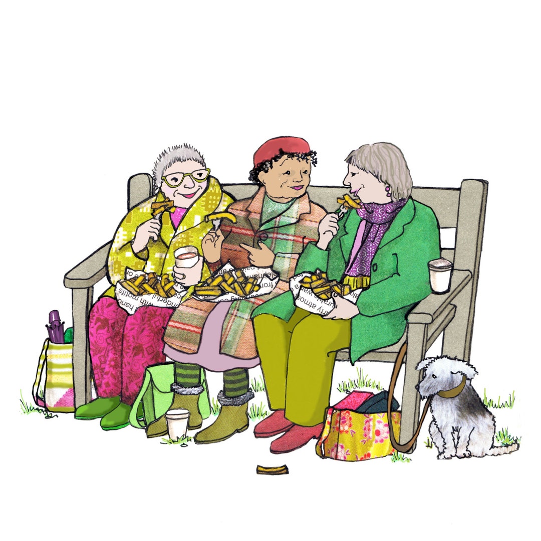 GIGGLE AND CHIPS A Friendly Funny Card .three Friends Having a Laugh ...