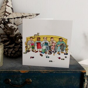 KNITTING :gently Humorous Card Showing a Group of Gents Sit ...