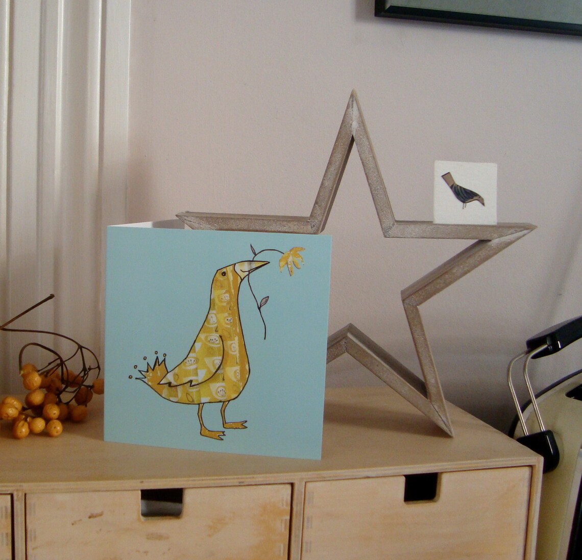 LOVELY SUNSHINE BIRD A Gorgeous Yellow Retro Patterned Bird | Etsy UK