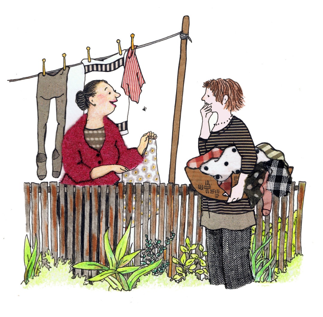 GOSSIP A Lovely Friendly Funny Card , Two Neighbours Have a Gossipy ...