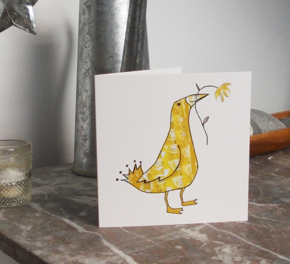 LOVELY SUNSHINE BIRD A Gorgeous Yellow Retro Patterned Bird | Etsy UK