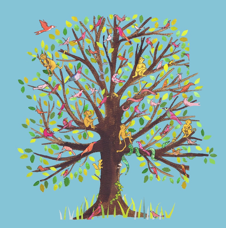 Tree of Life Teeming With Life Full of Colourful Birds and - Etsy UK