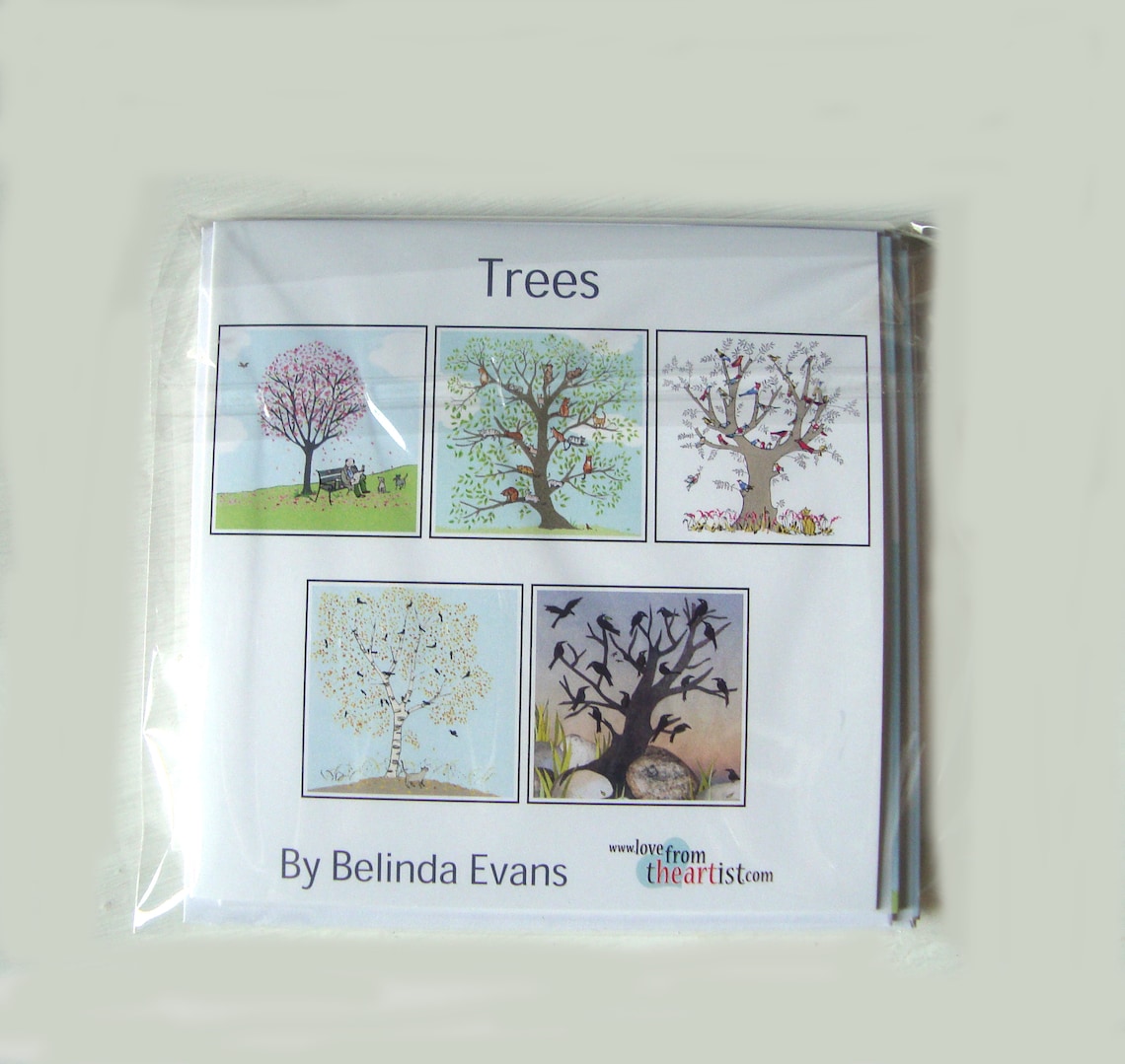 Trees. A Pack of Five Different Tree Themed Cards . Each Card - Etsy UK