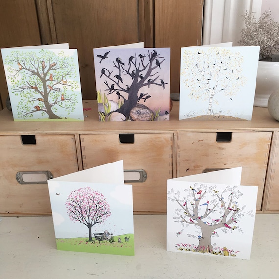 Trees. A pack of five different Tree themed cards . Each card | Etsy