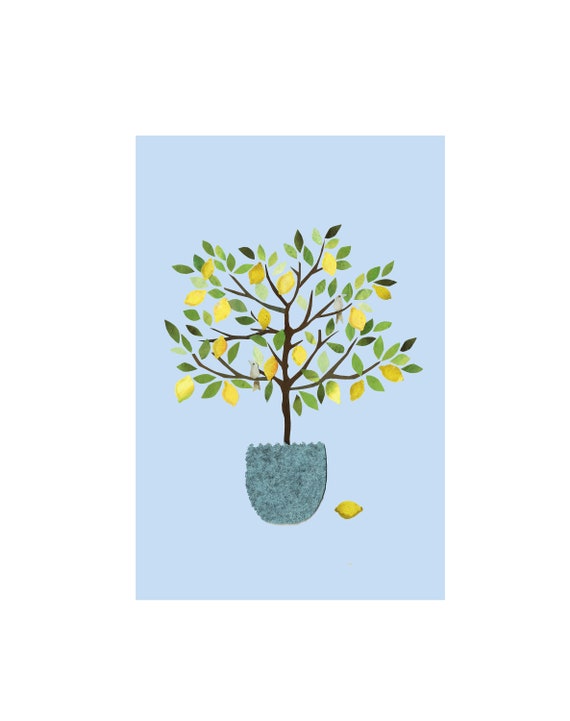 Lemon Tree TEA TOWEL A Very Simple Little Lemon Tree in a - Etsy