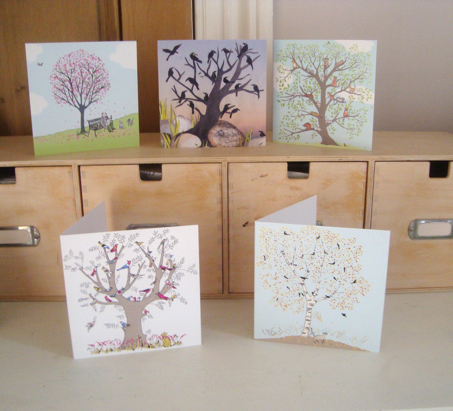 Trees. A pack of five different Tree themed cards . Each card | Etsy
