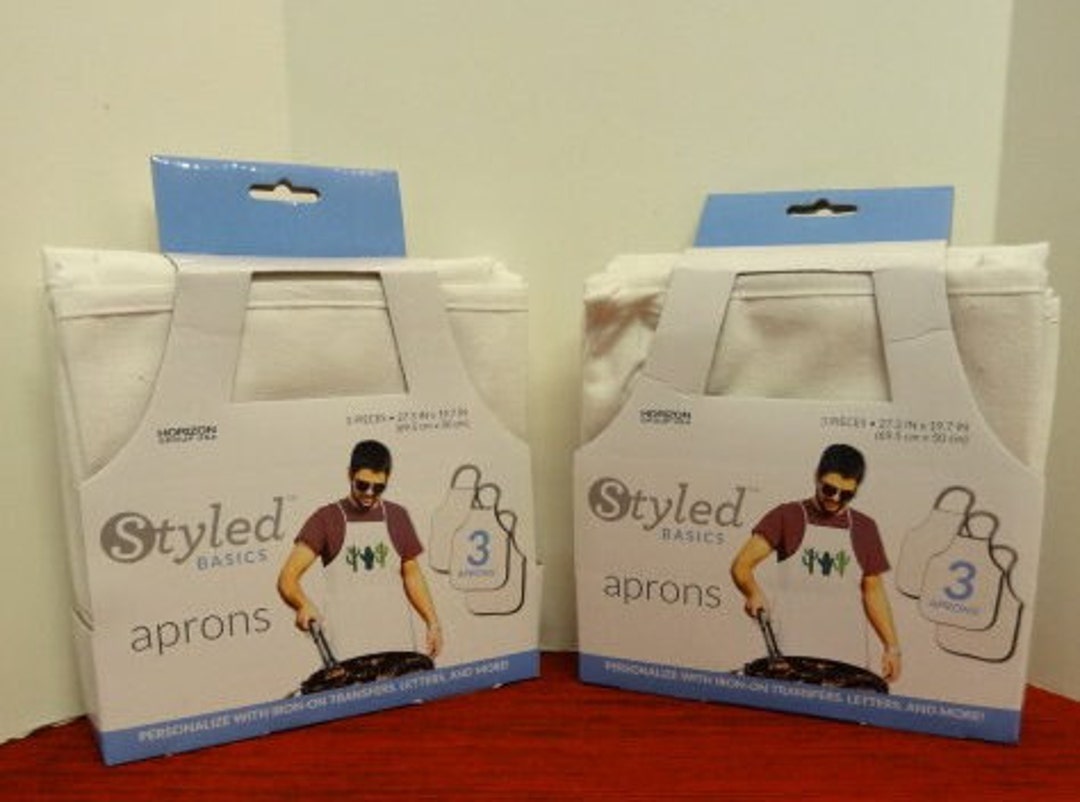 Styled Basics White Heavy Cotton Aprons, 2 Packs W/3 Aprons Eachfree ...