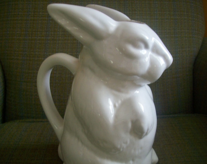 Vintage White Ceramic Rabbit Pitcher - Etsy