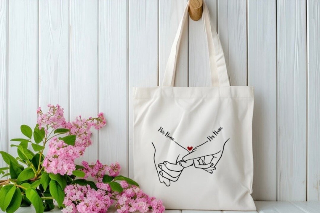 Tote Bag/friendship/lovers/couple Holding Hands/personalized - Etsy