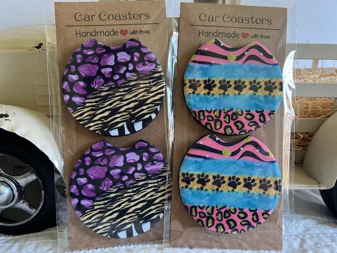 Car Coasters/car Accessories/set of Two/cup Holder Coasters - Etsy