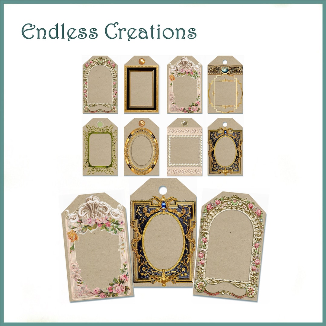Vintage Inspired Printable Gift Tags: Mix & Match Designs (digital ...