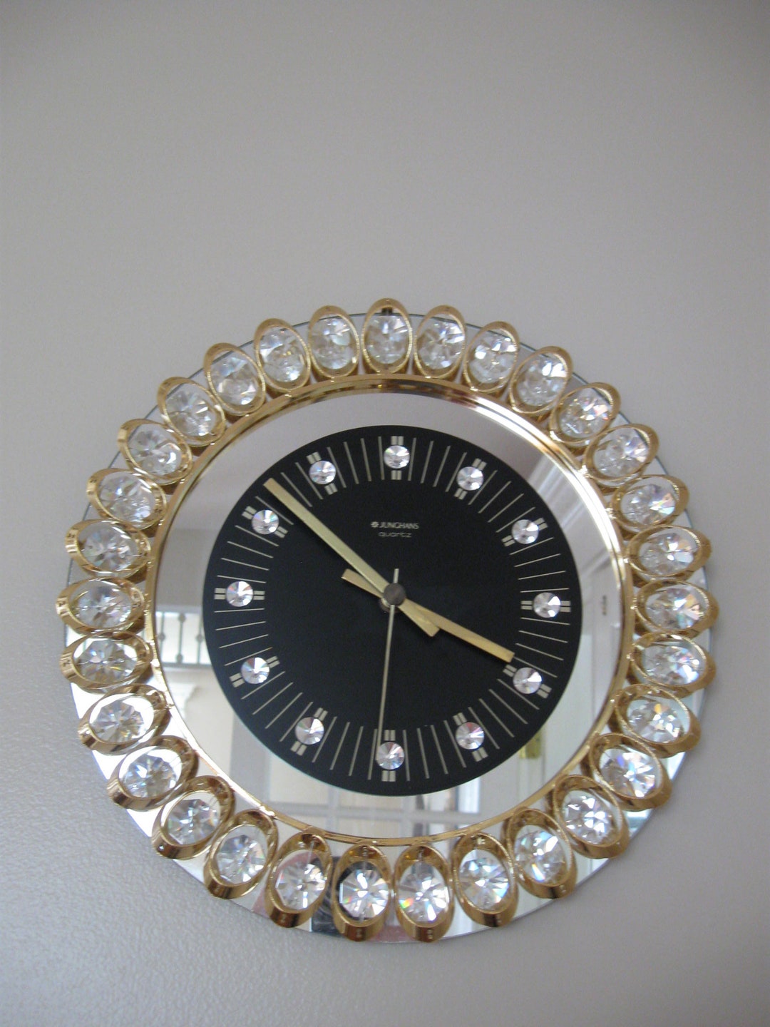 Vintage,hollywood Regency Mirrored Quartz Wall Clock by Junghans ...