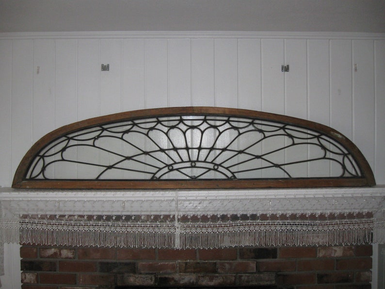 UniqueAntique Lead Glass Arched Sunburst Transom Window | Etsy