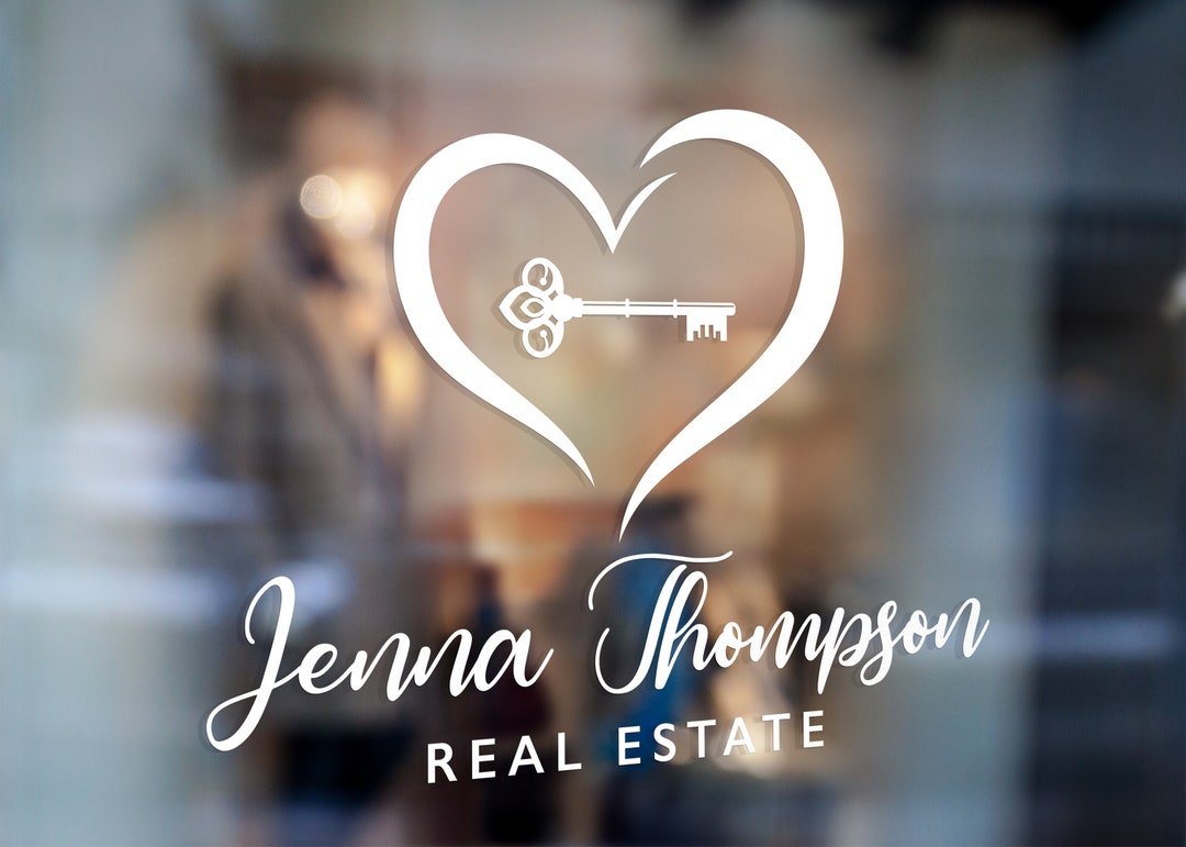 Realtor Logo Design Vintage Key Design Heart Logo Design - Etsy