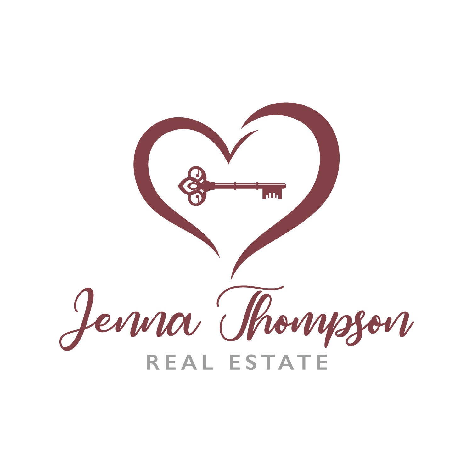 Realtor Logo Design Vintage Key Design Heart Logo Design | Etsy