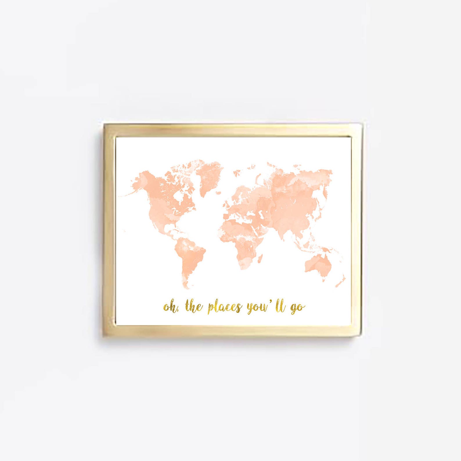 Nursery Print Nursery Decor Peach and Gold World Map | Etsy