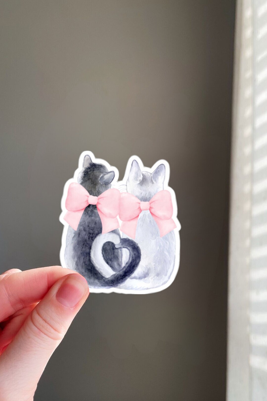 Coquette Cat Vinyl Decal, Coquette Cat Waterproof Sticker - Etsy